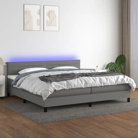 Box spring postel s matrací a LED tmavě šedá 200x200 cm textil 3133262