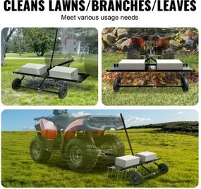 Vlek za odhrnovač trávy 121,9 cm hrábě na pro ATV nebo sekačku 24 prstů