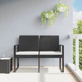 vidaXL 2místná zahradní lavice s poduškami PP ratan [360210] Barva: Černá