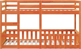Patrová postel voskově hnědá 90x200 cm masivní borové dřevo 3308591