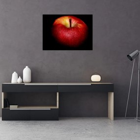 Skleněný obraz jablka na černém pozadí (70x50 cm)