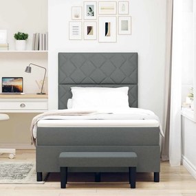 Postel s boxspringem s čelo Tmavě šedá 120 x 200 cm textil 3344136