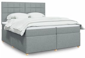 Box spring postel s matrací světle šedá 200 x 200 cm textil
