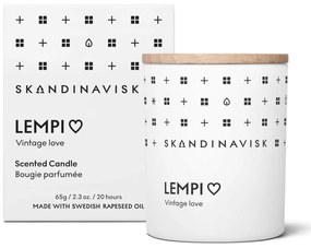 SKANDINAVISK Vonná svíčka LEMPI (láska) 65 g, bílá barva, sklo, dřevo, vosk