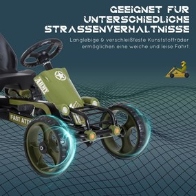 HOMCOM Motokára šlapací šlapací auto s ruční brzdou Nastavitelné sedadlo od 3 let Zelená 105 x 54 x 61 cm | Aosom