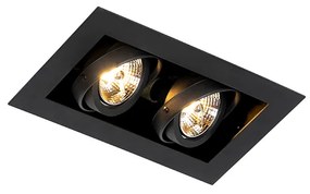 Smart inbouwspot zwart 2-lichts verstelbaar incl. 2 Wifi GU10 70mm - Oneon 70