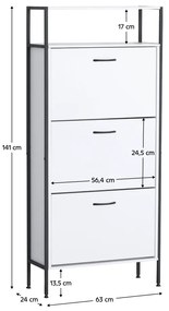 Botník TREDIS, 3 patra, bílá