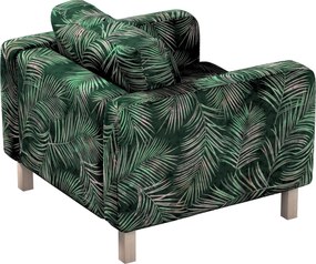 Potah na křeslo IKEA Karlstad, krátký barva zelená látka sametová, vzorované