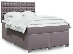 Box spring postel s matrací šedá 140x200 cm umělá kůže