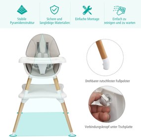 Costway 4-in-1 dětská vysoká židlička jídelní židlička dětská