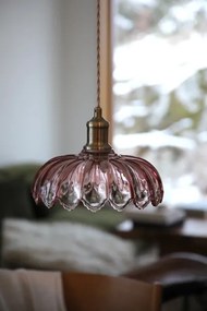Markslöjd 109178 - Lustr na lanku KURAGE 1xE27/40W/230V mosaz/kouřová růžová