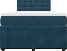Box spring postel s matrací modrá 120 x 190 cm samet 3290002
