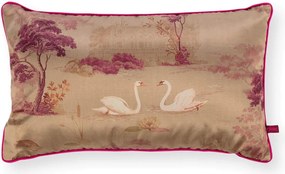 Pip Studio dekorační polštář Darjeeling Days 55 x 33 cm - růžový (Luxusní sametová polštář s motivem labutí)