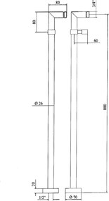 Sapho Airtech připojení pro instalaci vanové baterie do podlahy (pár), chrom 9881