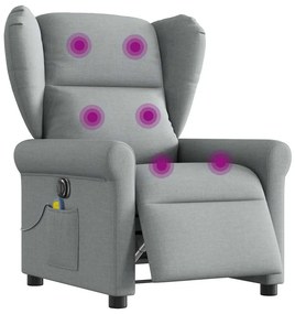 Elektrické masážní polohovací křeslo světle šedé textil 3303364