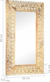 Ručně vyřezávané zrcadlo 80 x 50 x 2,6 cm masivní mangovník 321645