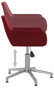 vidaXL Otočná kancelářská židle vínová samet