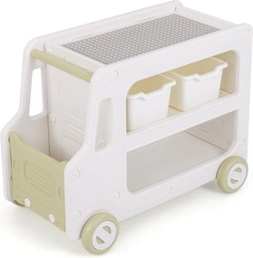 Costway Dětská police ve tvaru auta s 2 úložnými boxy, police na hračky, dětská