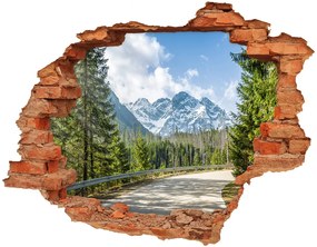 Wallmuralia Díra 3D ve zdi nálepka Cesta Tatry 90x70 cm