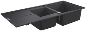 Grohe - Kompozitní dřez K400 s automatickým odtokem, 116x50 cm, granitová černá 31643AP0