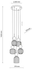 Lustr na lanku SOPHIA 5xE14/10W/230V černá/zelená/kouřová béžová
