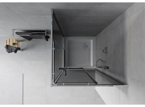 Mexen Rio, čtvercový sprchový kout s posuvnými dveřmi 80 x 80 cm, 5mm šedé sklo, chromový profil + bílá vysoká vanička, 860-080-080-01-40-4510