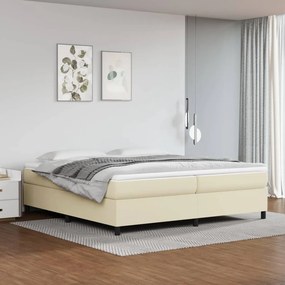 Rám postele s boxspringem krémová 200 x 200 cm umělá kůže 3121067