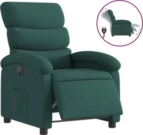 Elektrické polohovací křeslo tmavě zelené textil 3203960