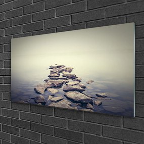 Obraz na skle Kameny Voda Krajina 125x50 cm