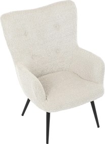 Relaxační křeslo ušák RUF - béžová bouclé látka