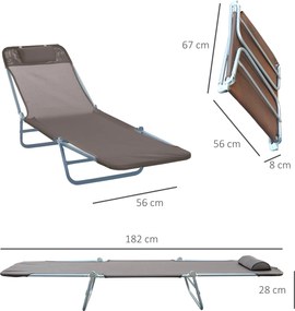 Zahradní lehátko Outsunny relaxační lehátko Dvounohé lehátko hnědé skládací pro zahradu a terasu, odolné proti povětrnostním vlivům a pohodlné | Aoso…