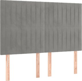 Box spring postel s matrací a LED světle šedá 140x200 cm samet 3136245