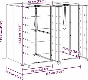 vidaXL Úložný box na 3 popelnice Stříbrná 340 x 77,5 x 115,5 cm [3394788]