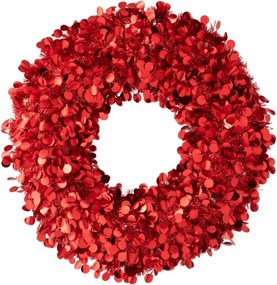 Veliký červený lesklý vánoční věnec Sparkling XL – 75*75*7 cm