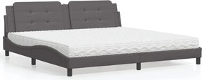 Postel s matrací Zadar šedá 200 x 200 cm umělá kůže 3208890