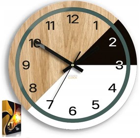 M.Clock Tiché nástěnné hodiny v kombinaci dřeva 33cm černo-bílé