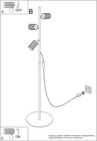 Černá hliníková stojací lampa s ohybatelnou konstrukcí (výška 155 cm) Gleam – Sollux