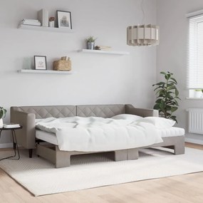 Válenda s přistýlkou a matracemi taupe 80 x 200 cm textil 3197442