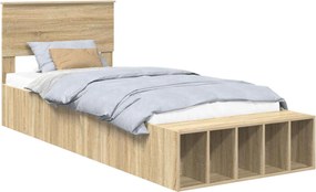 Rám postele s policí Sonoma dub 90 x 200 cm Kompozitní dřevo 3408412