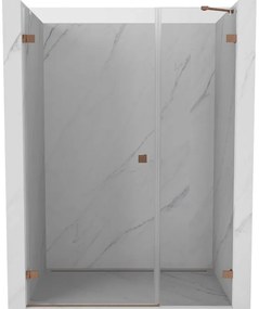 Mexen Lunar-B sprchové dveře výklopné levé 140 cm, transparentní, kartáčovaná měď - 832S-140-050-65-00-L