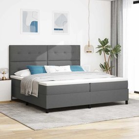 Postel s boxspringem s čelo Tmavě šedá 200 x 200 cm textil 3339414
