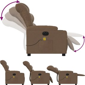 Elektrické masážní polohovací křeslo hnědé textil 3206640