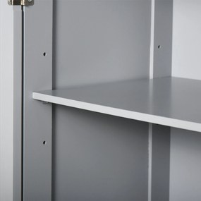 kleankin Úložný kabinet, Koupelnový kabinet, Skříň se 2 dveřmi a 2 zásuvkami - 60 x 30 x 75 cm - Šedá