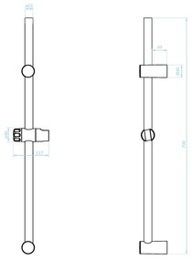 Kuchinox Cento, sprchový sloup 70 cm, černá matná, LAV-NKC_701D