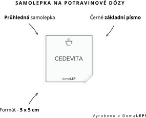 CEDEVITA - omyvatelná samolepka na dózu, výběr rozměrů Ø 5 cm / 5 x 5 cm / 6 x 8 cm | DomaLEP tvar: KOLEČKO, barva: PRŮHLEDNÁ - ČERNÉ písmo, velikost: Ø 5 cm - tučné písmo