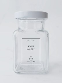 Samolepka na kořenky KMÍN MLETÝ průhledná 3 × 4 cm základní písmo