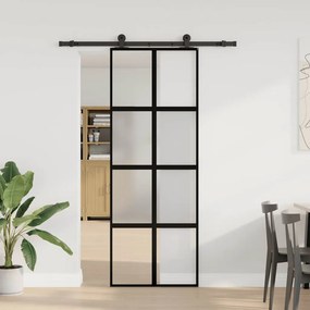 Posuvné dveře s kováním 76x205 cm tvrzeného sklo a hliník 3333007