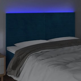 Čelo postele s LED tmavě modré 180x5x118/128 cm samet 3122628