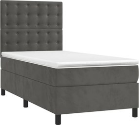 Box spring postel s matrací tmavě šedá 90x190 cm samet 3143236