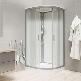 Mereo Sprchové boxy - Sprchový box 100x100 cm, se stříškou, satin/bílá/sklo Point CK35162KMSW